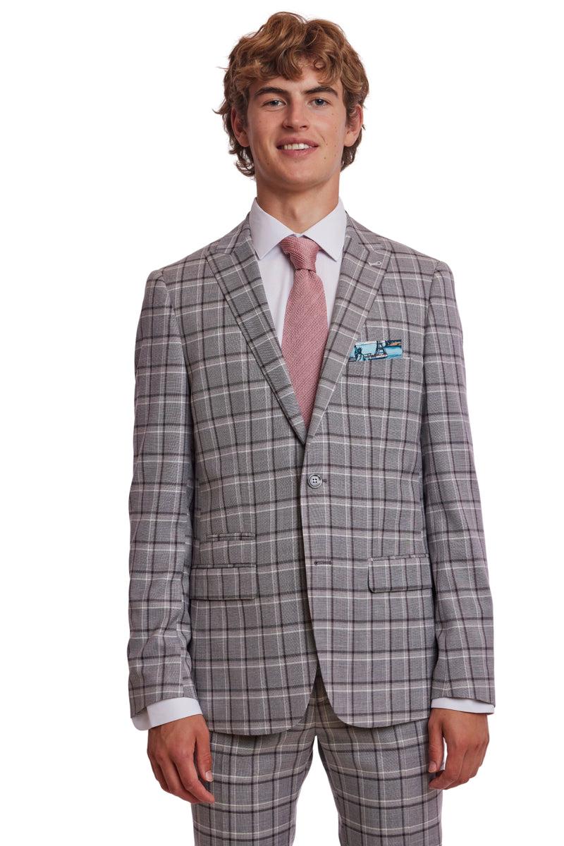 Ashton Peak Jacket - slim - Grey Wht Peach Check – Paisley & Gray