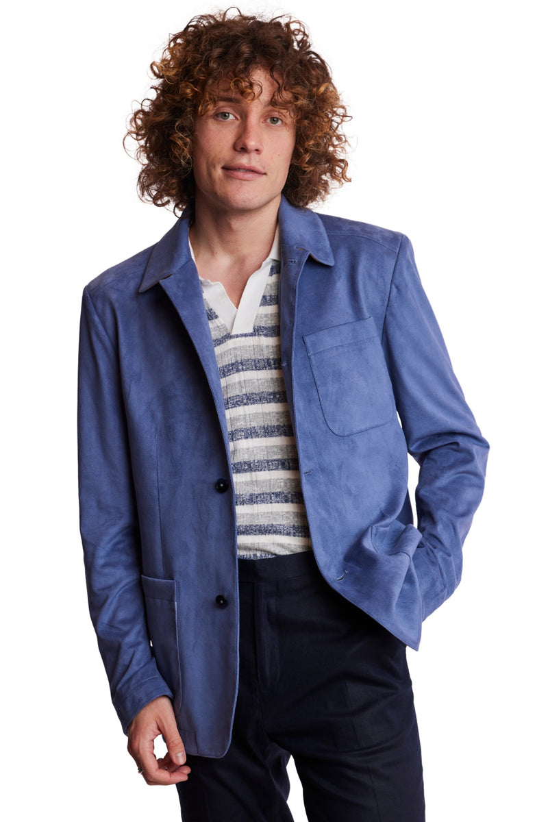 City 3 Patch Pocket Jacket - slim - Blue Mercury Microsuede – Paisley ...