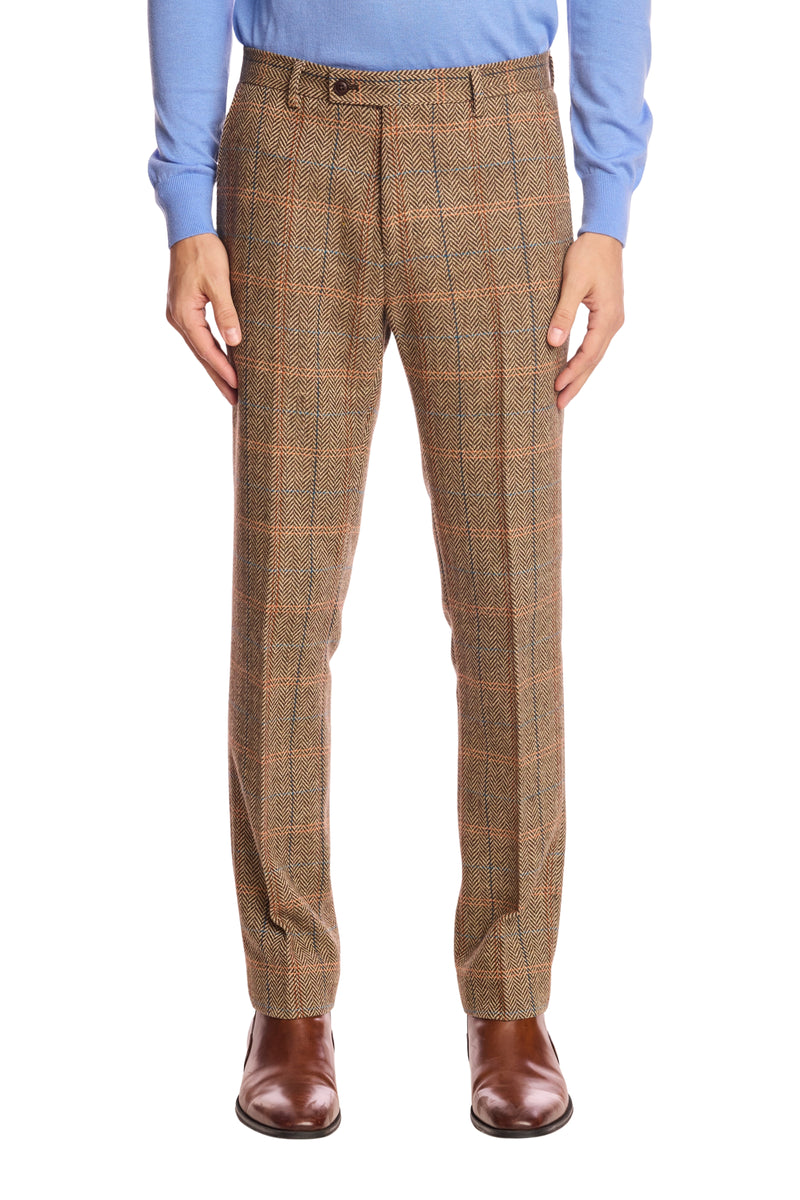 Downing pants - slim - Brown Orange Multi Herringbone – Paisley & Gray